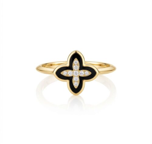 Siyah Taşlı Altın Yüzük - Hızlı Kargo